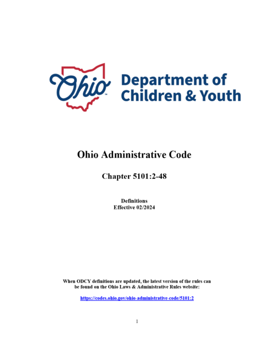 ODJFS Rules - focusonyouth